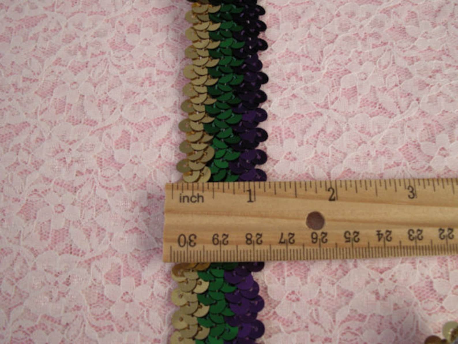Metallic Stretch Sequin Trim, Purple Green & Gold Stretch Trim, Sparkle ...