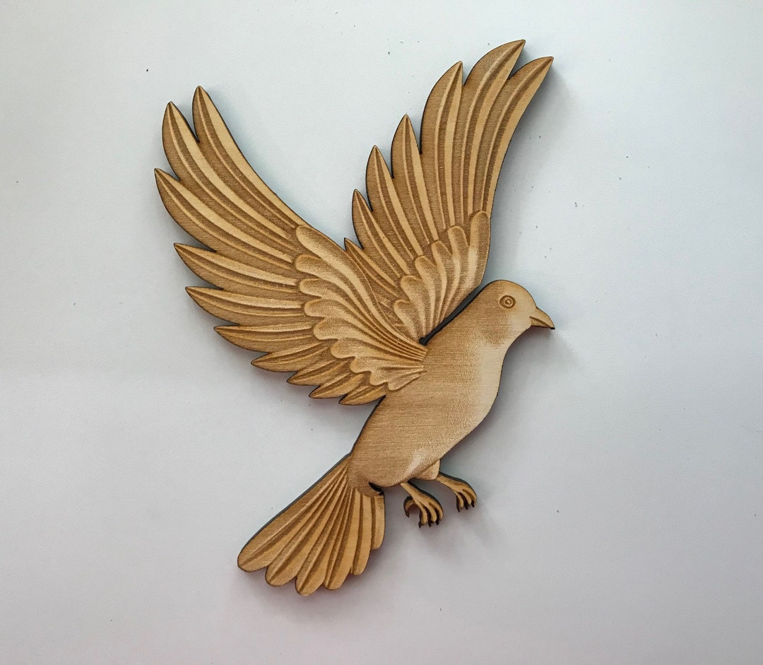 Wooden Dove, Laser Cut and Engraved Wood, Home Decor, Nature Wall Art ...