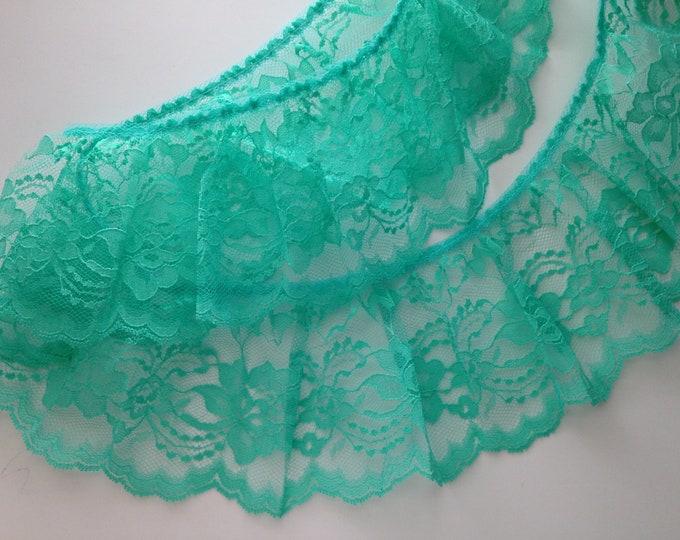 Turquoise Green Ruffled Lace Trim 4 Wide Apparel - Etsy