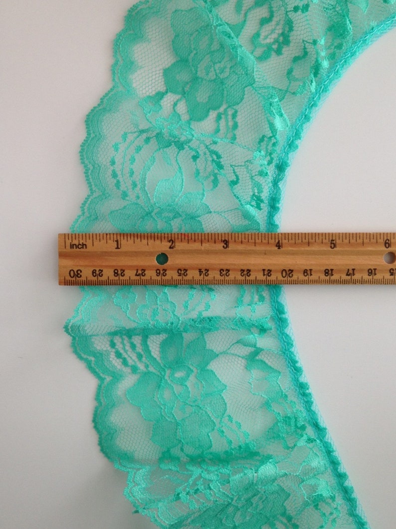 Turquoise Green Ruffled Lace Trim 4 Wide Apparel | Etsy