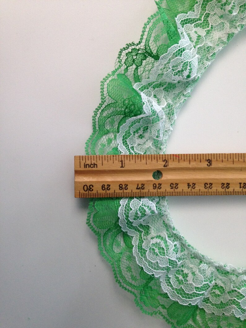 White and Emerald Green Double Ruffled Lace Trim 2 Tier Lace - Etsy