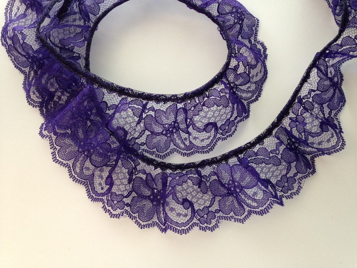 Purple Ruffled Lace Trim 2 Wide 5 YARDS Lace Trim for | Etsy