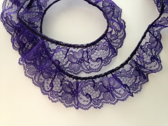 Purple Ruffled Lace Trim 2 Wide 5 YARDS Lace Trim for | Etsy
