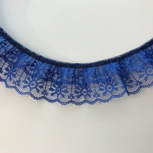 Double Ruffled Royal Blue Lace Trim, Candlewick 2 Tier Lace, Apparel ...