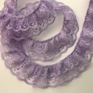Double Ruffled Lavender Lace Trim, 2 Tier Candlewick Lace for Apparel ...