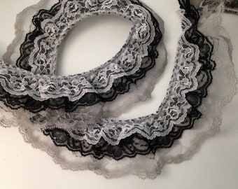 Pink Triple Ruffled Lace Trim, 3 Tier Lace for Apparel, Bridal ...