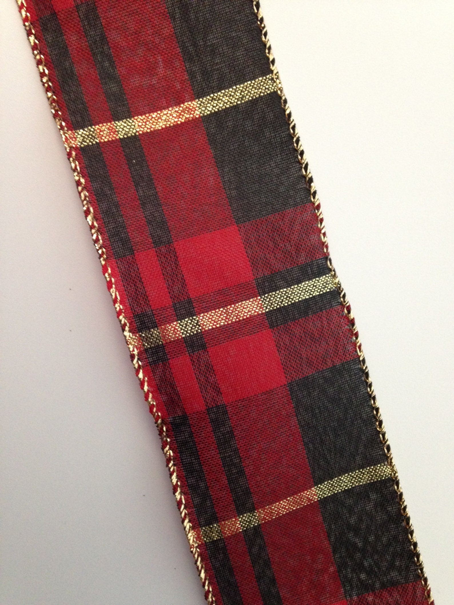 Christmas Ribbon Red Black and Gold Plaid 2 1/2 Wide - Etsy