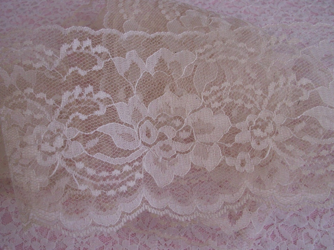 Natural Lace Trim, 4" Wide, Scalloped Edge Lace Trim for Apparel, Bows ...
