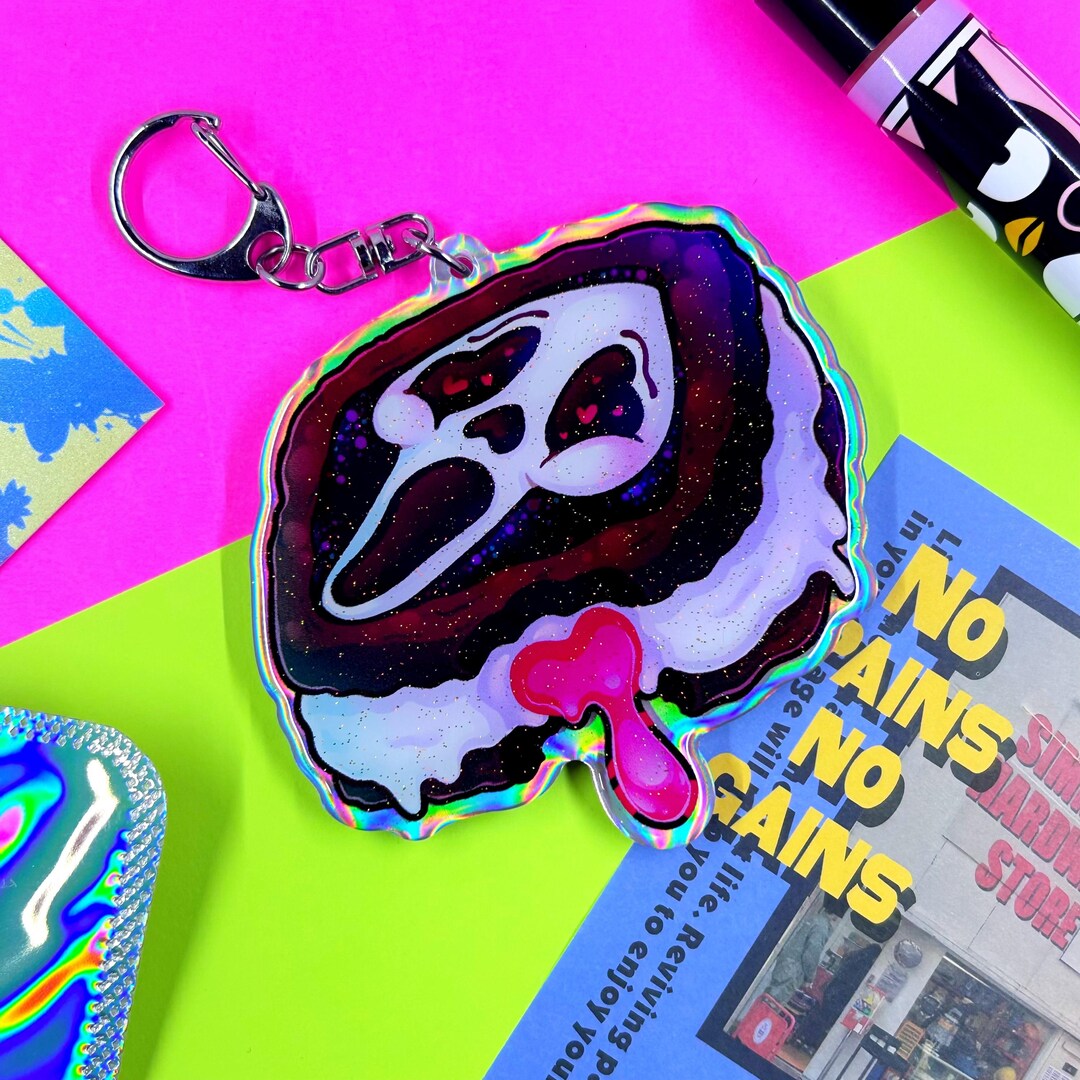 Ice Scream Sandwich Keychain - Opaque Holographic, Cute Illustration ...