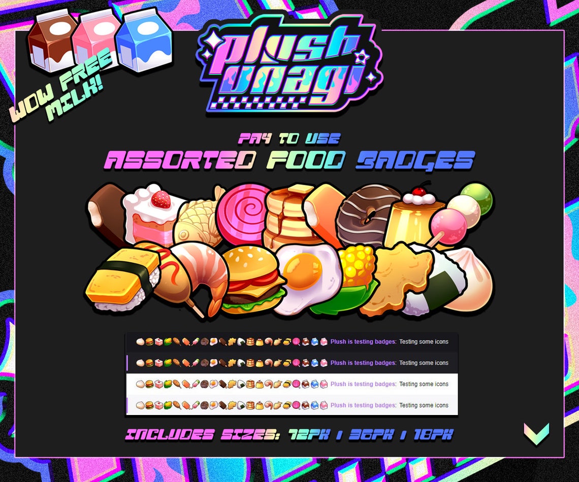 Assorted Food Badges Twitch Sub/bit Badges P2U - Etsy