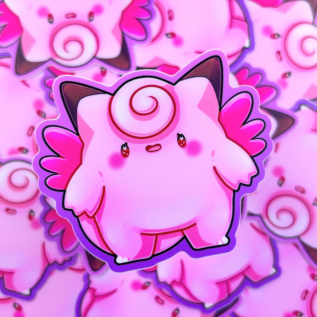 Clefairy - Waterproof Matte Vinyl Sticker Cute Illustration, Kawaii Art ...
