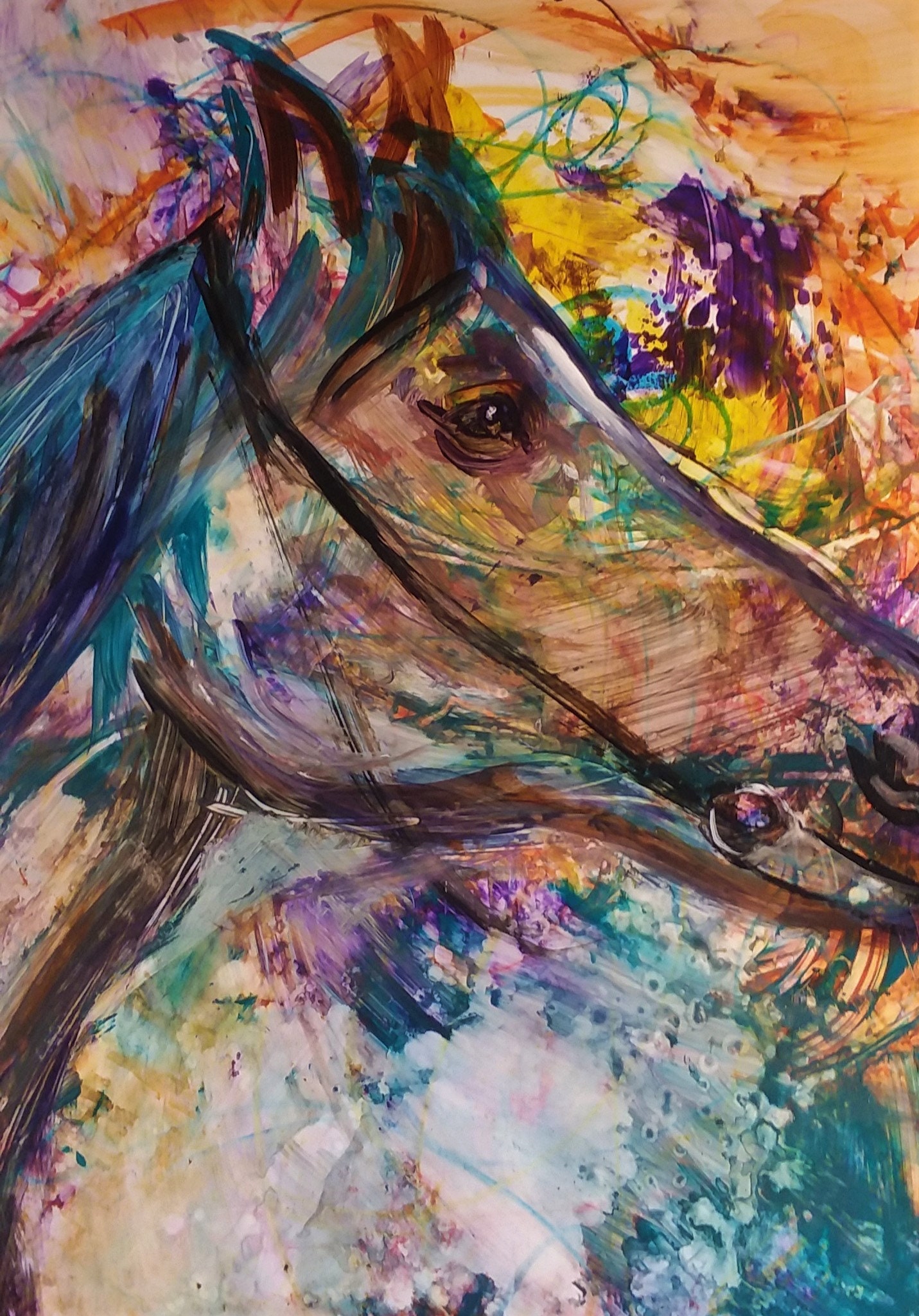 Colorful, Dynamic Horse Print, Modern Horse Art, Expressive Horse Art ...