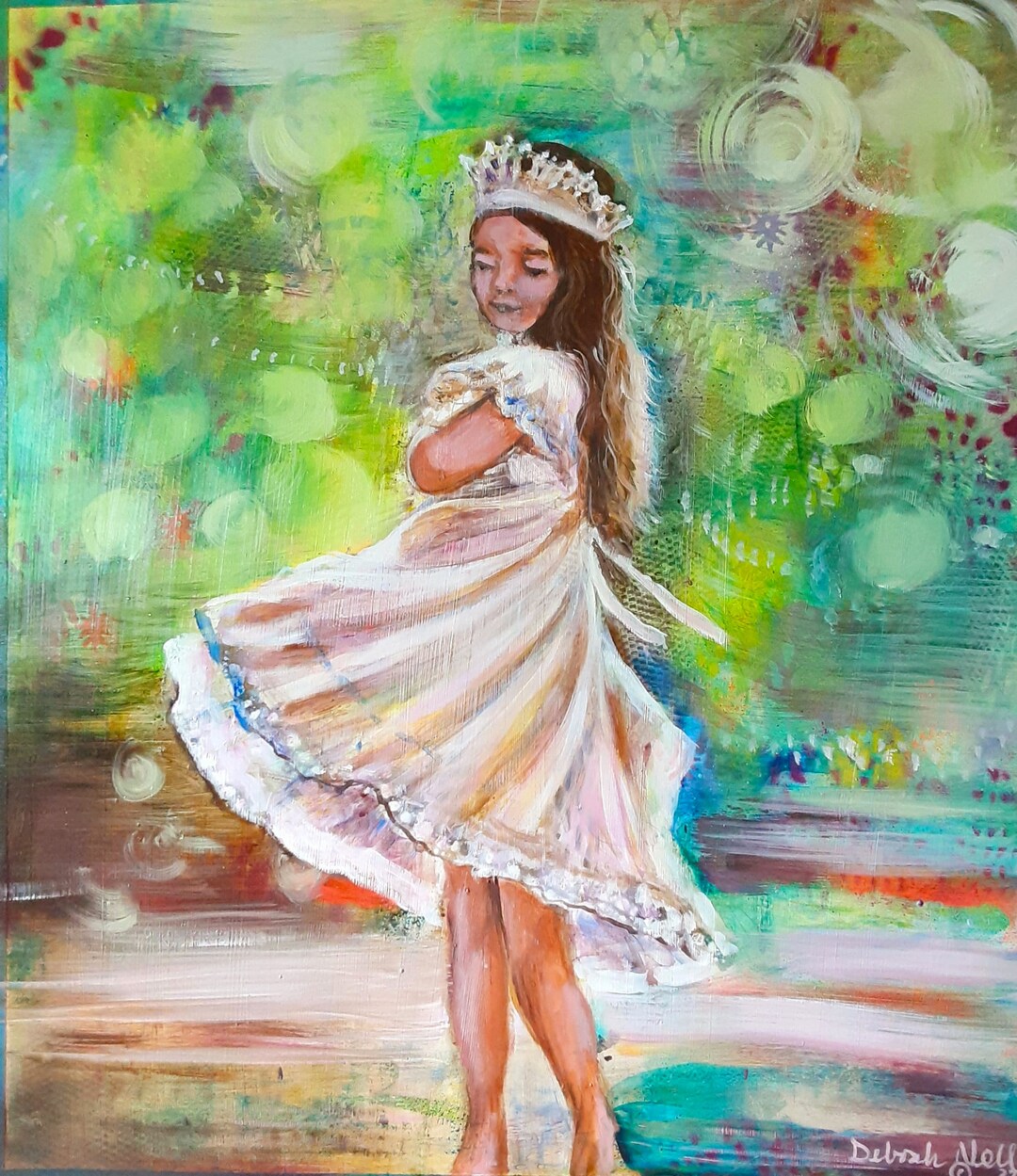Girl Dancing Painting, Swirling Dancer, Girl Dancing in Heaven ...