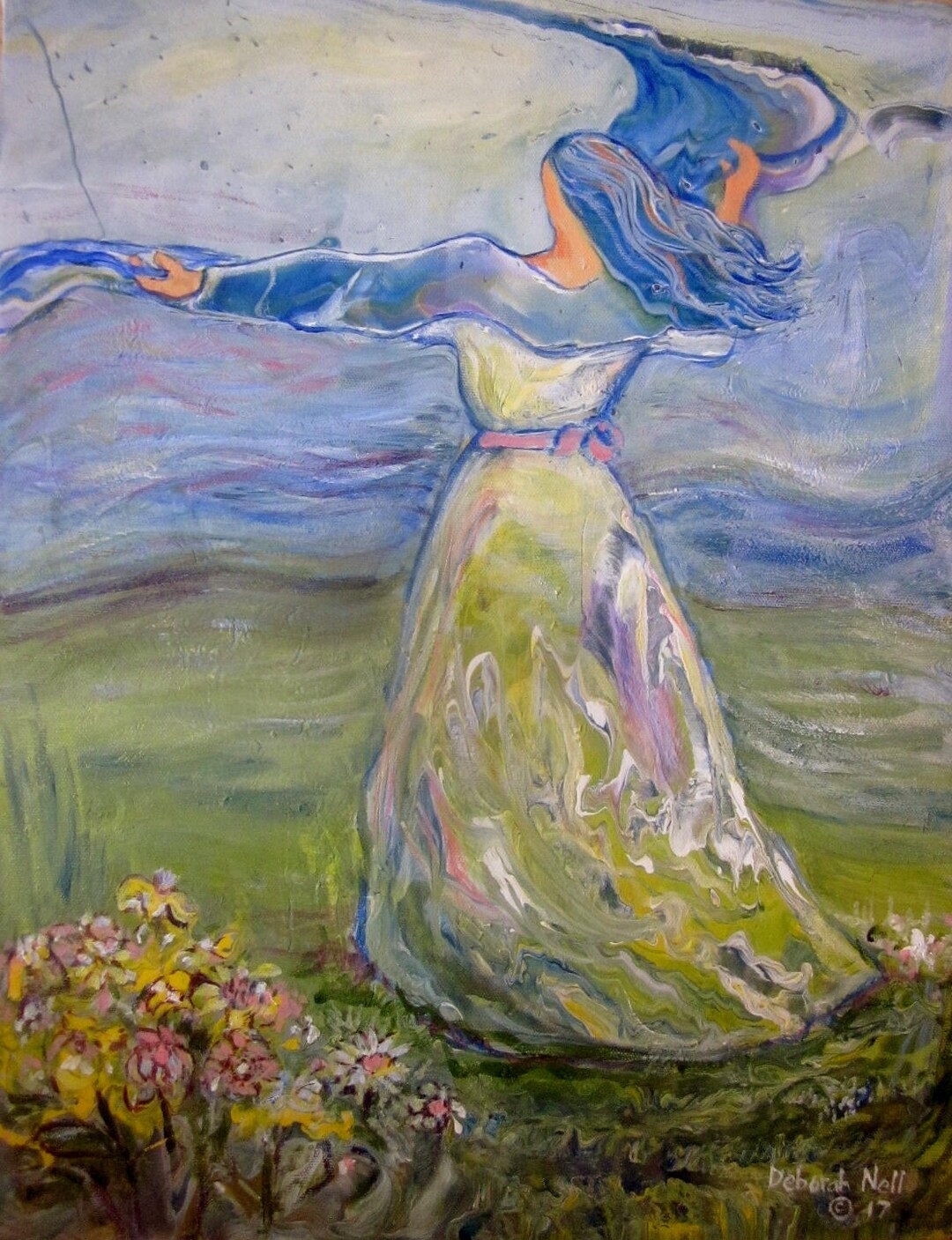 Prophetic Acrylic Painting, River Painting, Woman and River, Acrylic ...