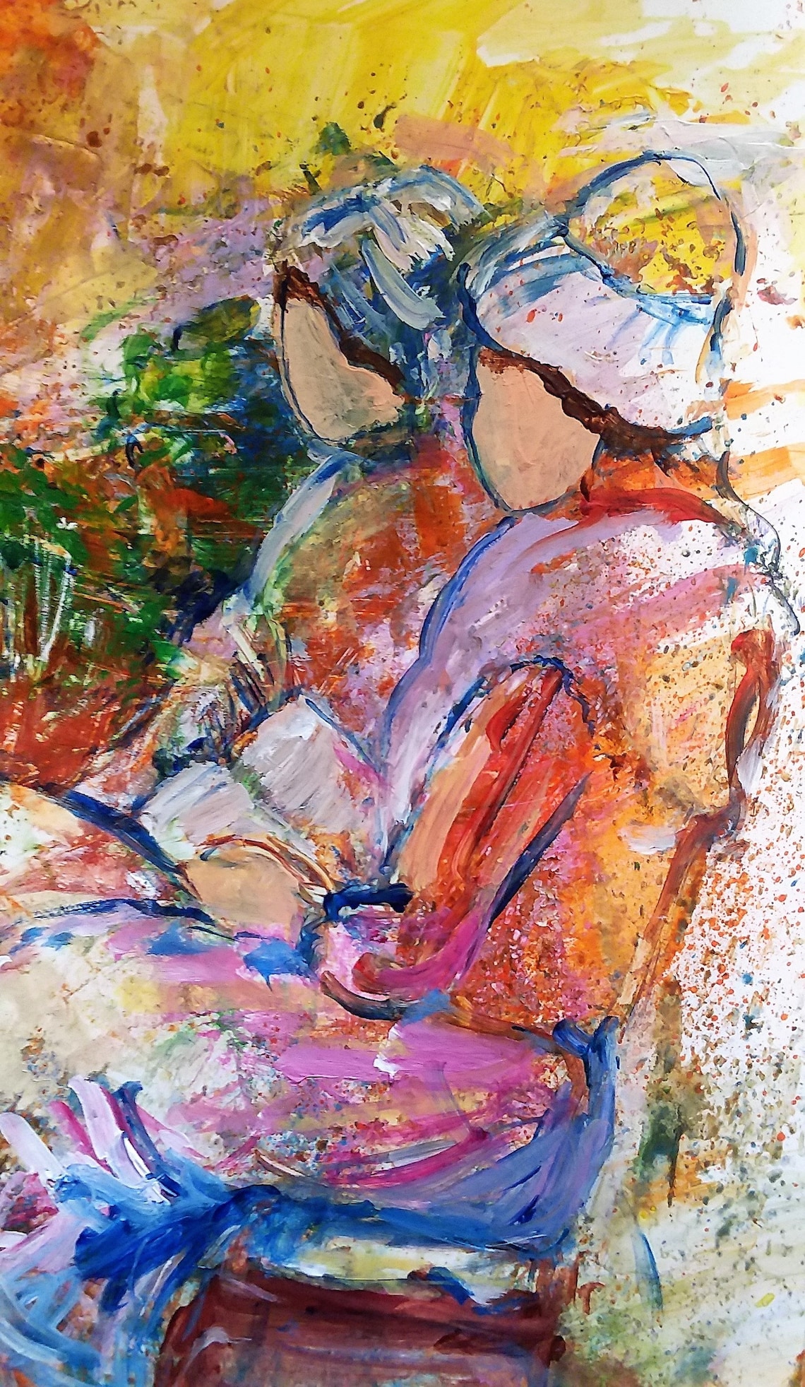 Faceless Women Reading, Faceless Painting of Women, Acrylic Painting of ...