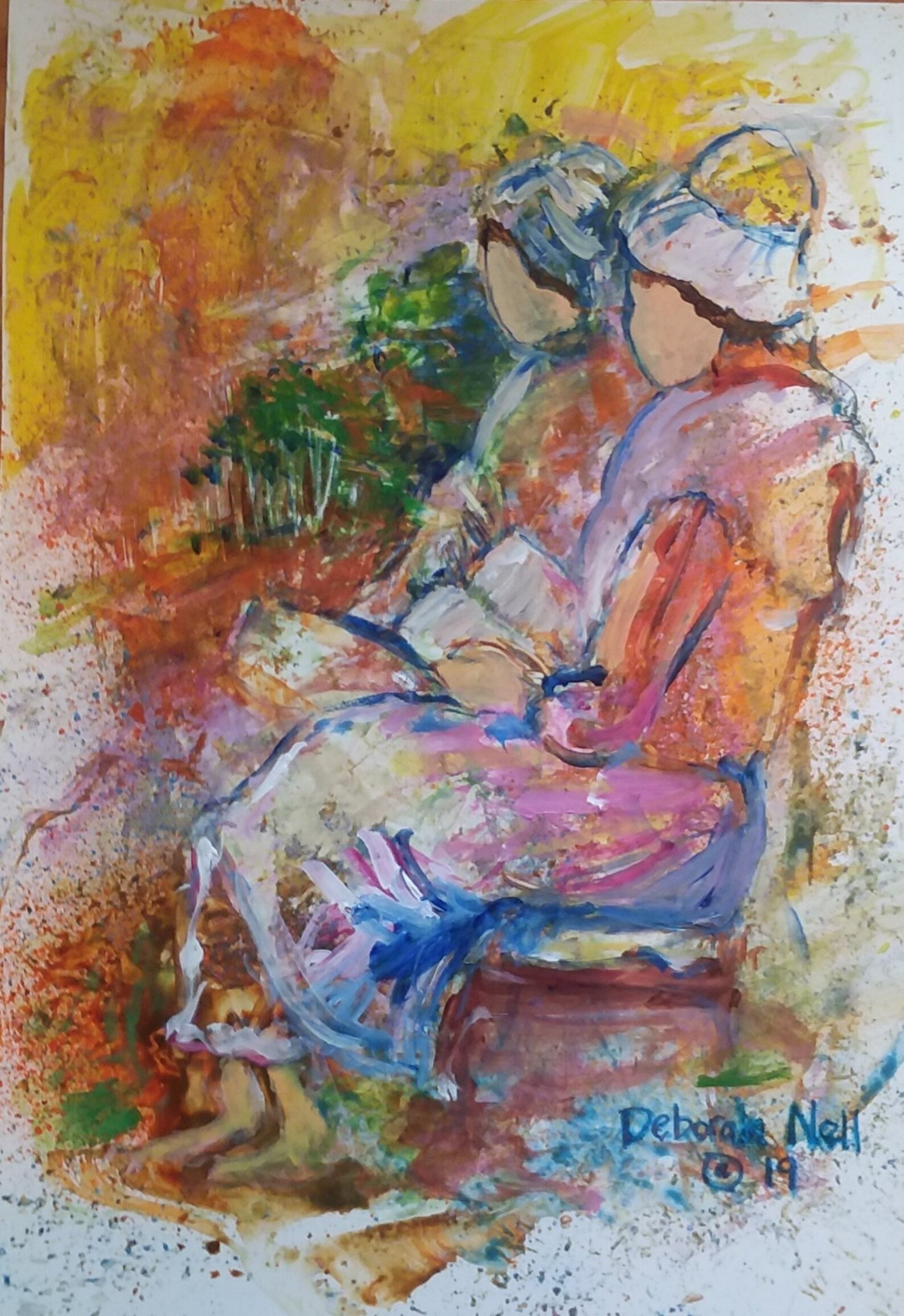 Faceless Women Reading, Faceless Painting of Women, Acrylic Painting of ...