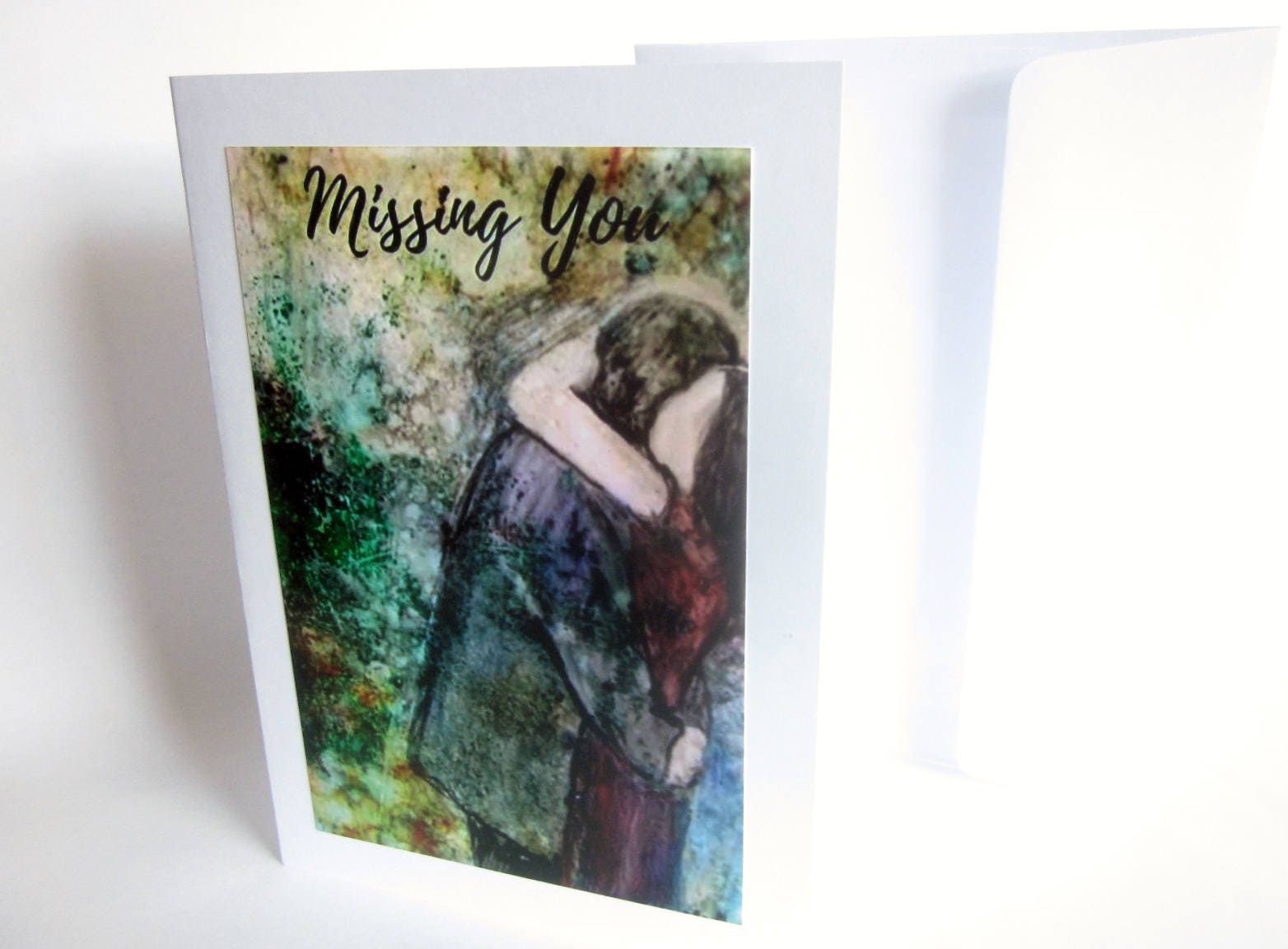 Love Card, Missing You Card, Couple Embracing, Contemporary Greeting ...