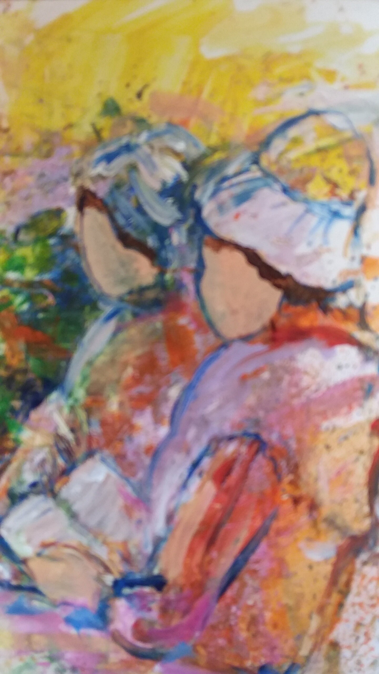 Faceless Women Reading, Faceless Painting of Women, Acrylic Painting of ...