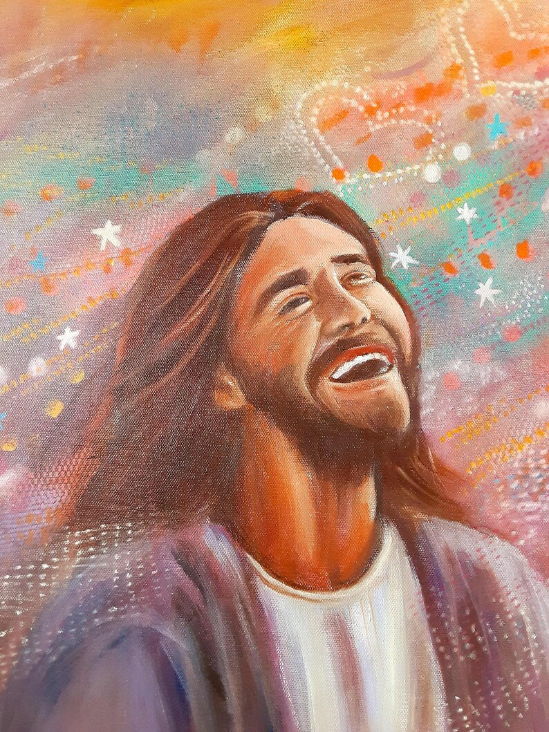 Happy Jesus Painting, Joyful Jesus, Colorful Jesus, 20x20 Gallery ...