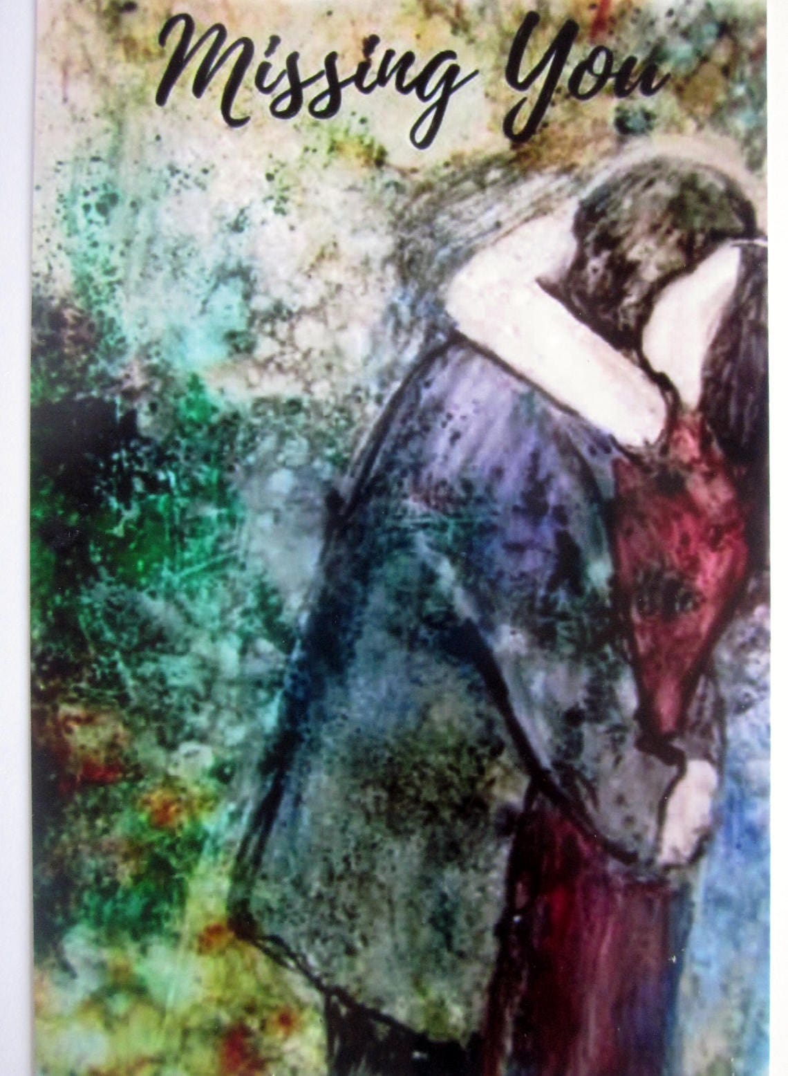 Love Card Missing You Card Couple Embracing Contemporary Greeting
