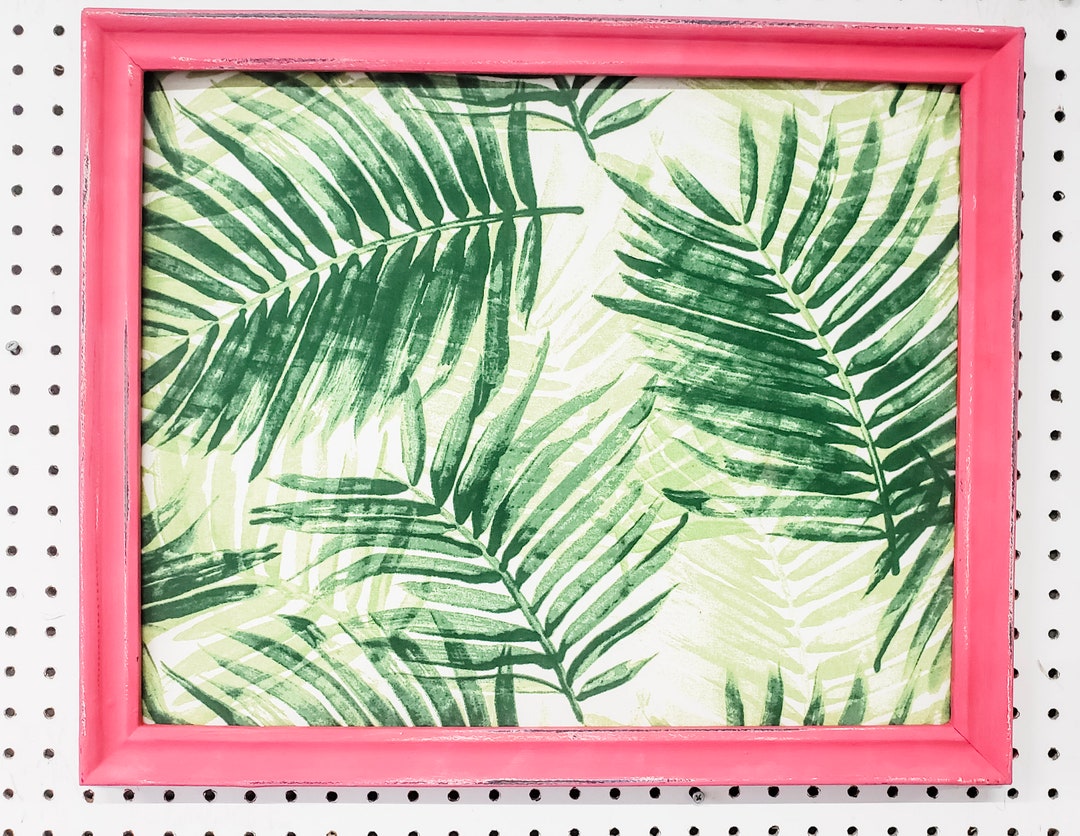 Boho Tropical Fabric Magnetic Board, Hot Pink Modern Framed Pinboard ...