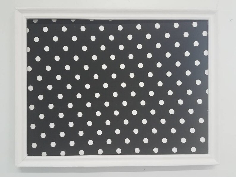 Modern Framed Black and White Polka Dot Bulletin Board | Etsy