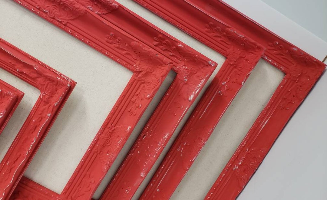 Bright Red Framed Pinboard, Ornate Linen Vision Board, Farmhouse Red ...