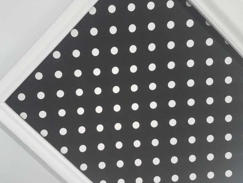 Modern Framed Black and White Polka Dot Bulletin Board | Etsy