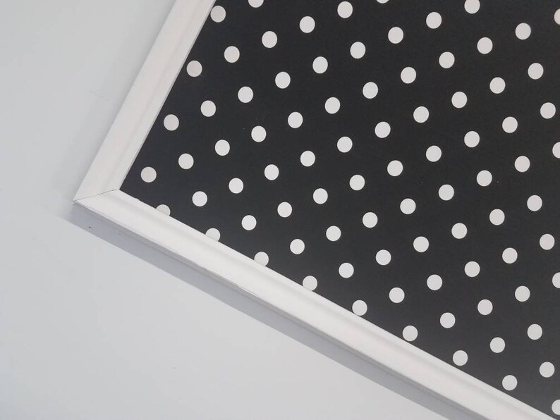Modern Framed Black and White Polka Dot Bulletin Board | Etsy