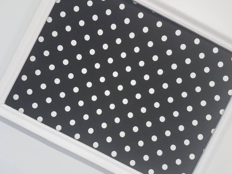 Modern Framed Black and White Polka Dot Bulletin Board | Etsy