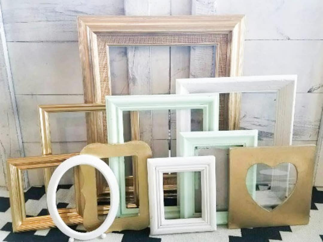 Mixed Whimsical Gallery Picture Frames for Wall Art, Mint Green and ...