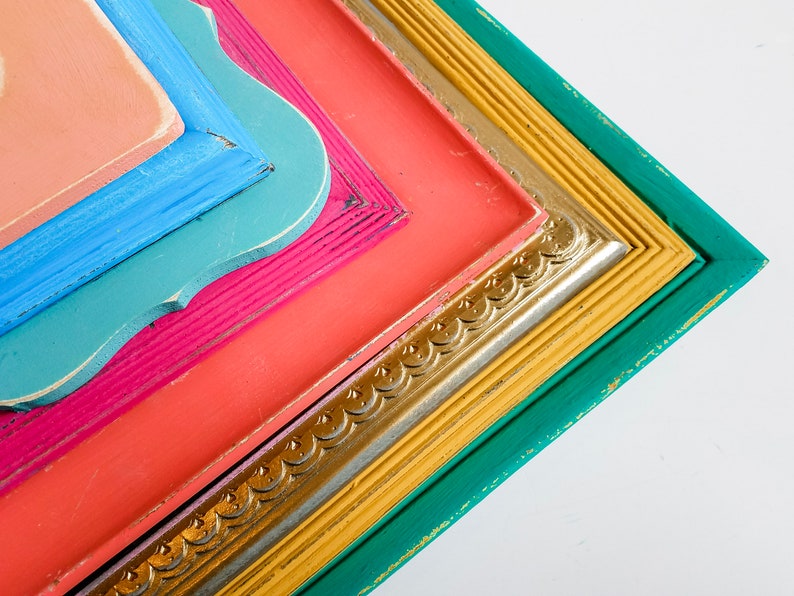 Assorted Bright and Tropical Vintage Looking Frames for a Gallery Wall ...