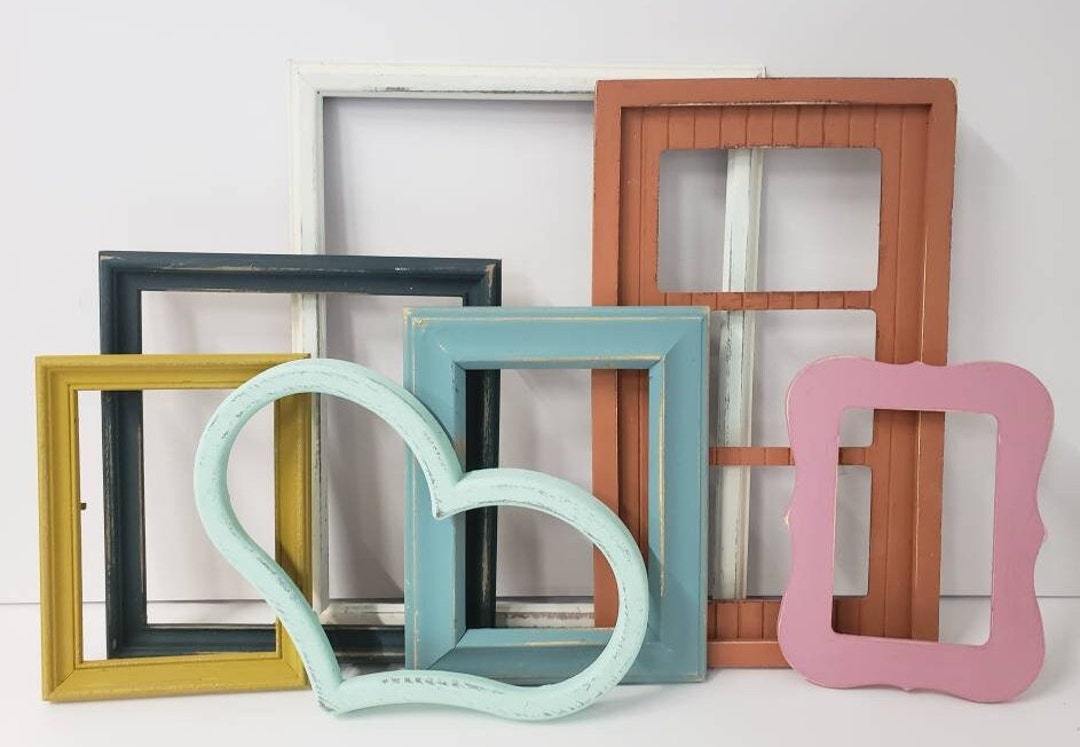 Earthy Colorful Picture Frames, Assorted Eclectic Style Photo Collage ...