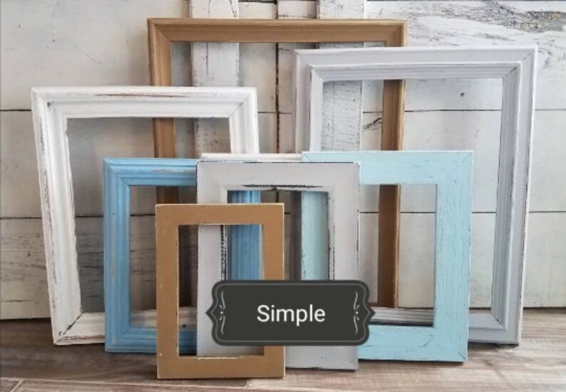 Gallery Wall Frame Set Blue Gray and White Shabby Frames - Etsy