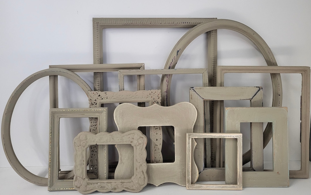 Neutral Tan Large Vintage Picture Frames for Wall Collage Kit, Warm ...