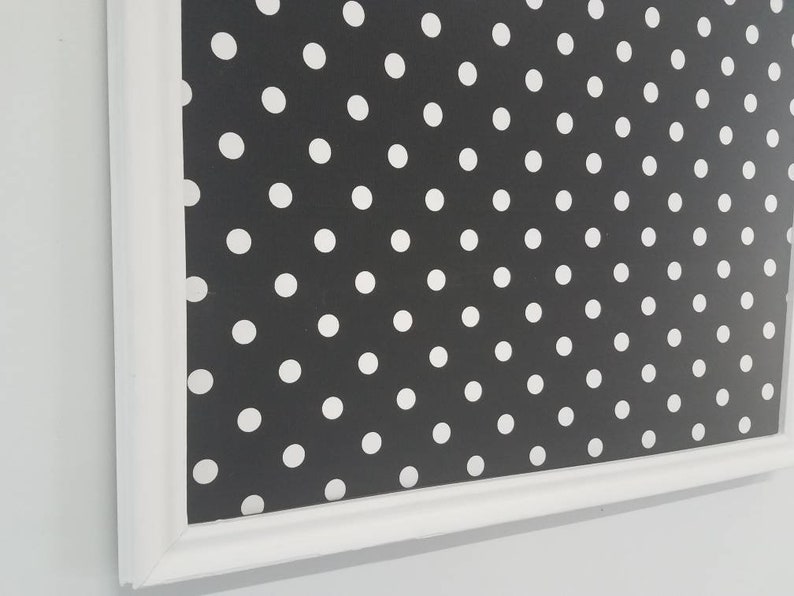 Modern Framed Black and White Polka Dot Bulletin Board | Etsy