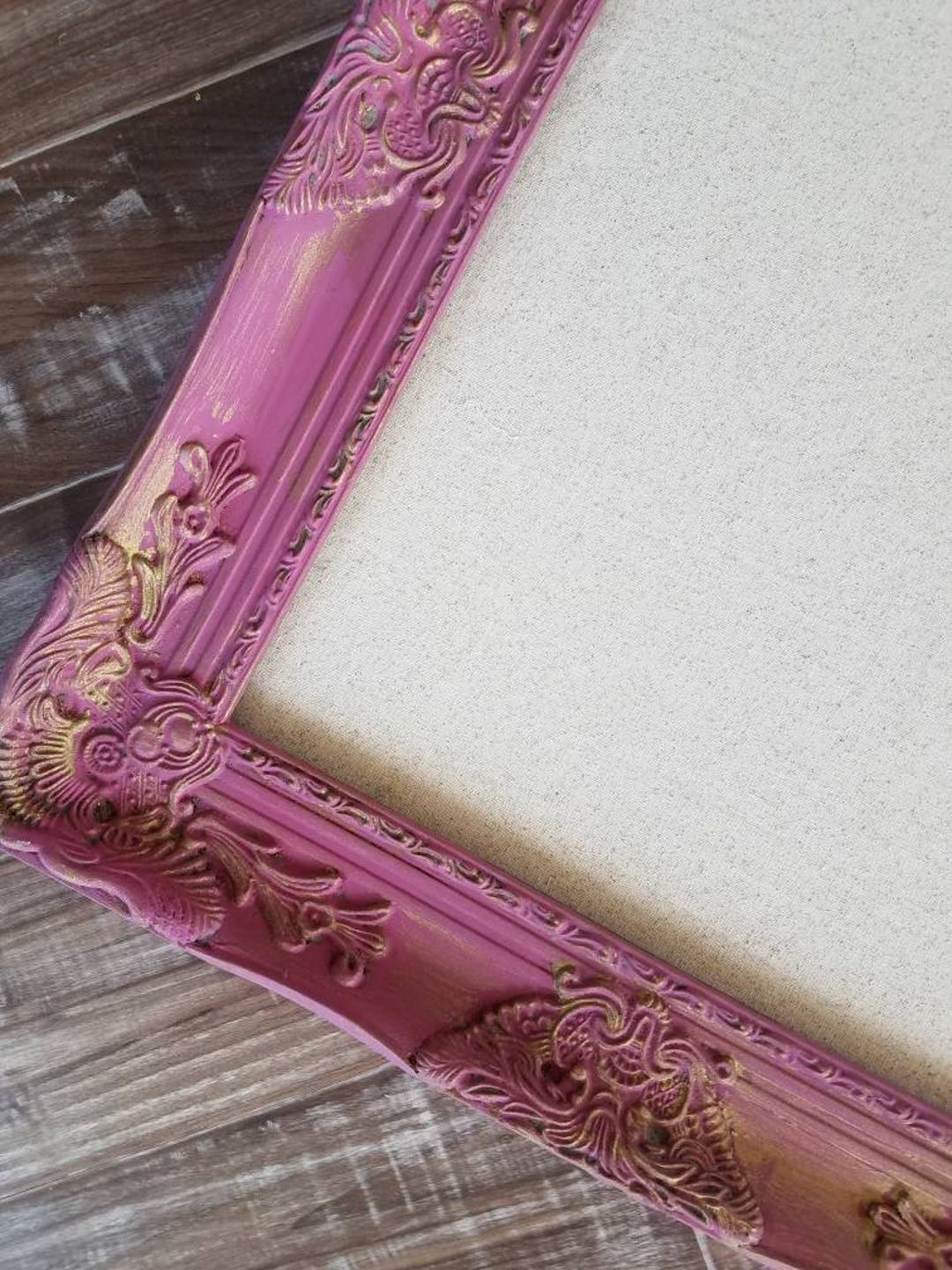 Pink Framed Ornate Vision Board, Linen Fabric Magnetic Board, Handmade ...