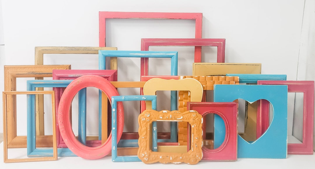 Vibrant Mix and Match Picture Frame Set a Curated Color Palette of ...