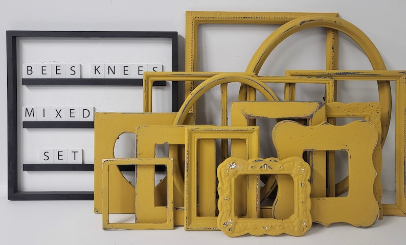Bright Yellow Modern Kids Artwork Display Picture Frames, Cute Marigold ...