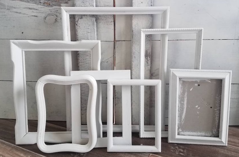 White Shabby Chic Picture Frame Set Distressed Modern - Etsy