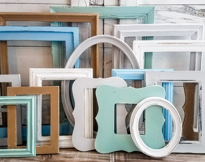 Charming Coastal Eclectic Mix Photo Wall Frame Set for Prints ...