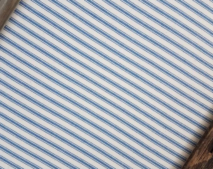 Coastal Reclaimed Wood Fabric Pinboard, Blue and White Ticking Stripe ...