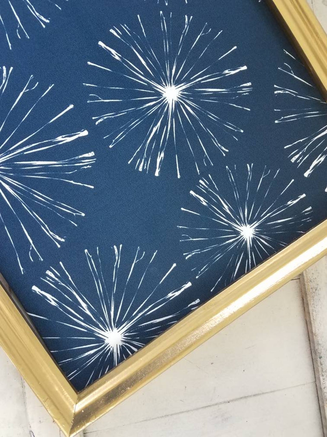 Modern Gold Framed Magnetic Board, Custom Firework Fabric Pinboard ...