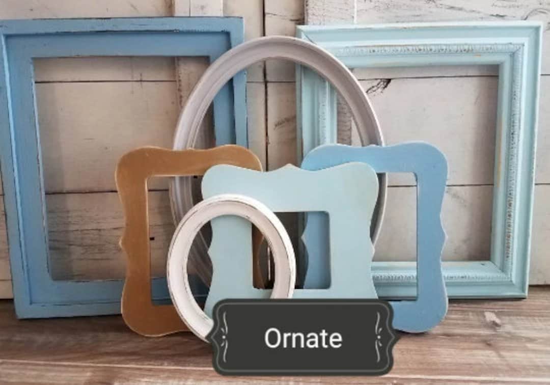 Gallery Wall Frame Set, Blue, Gray, and White Shabby Frames, Lake House ...