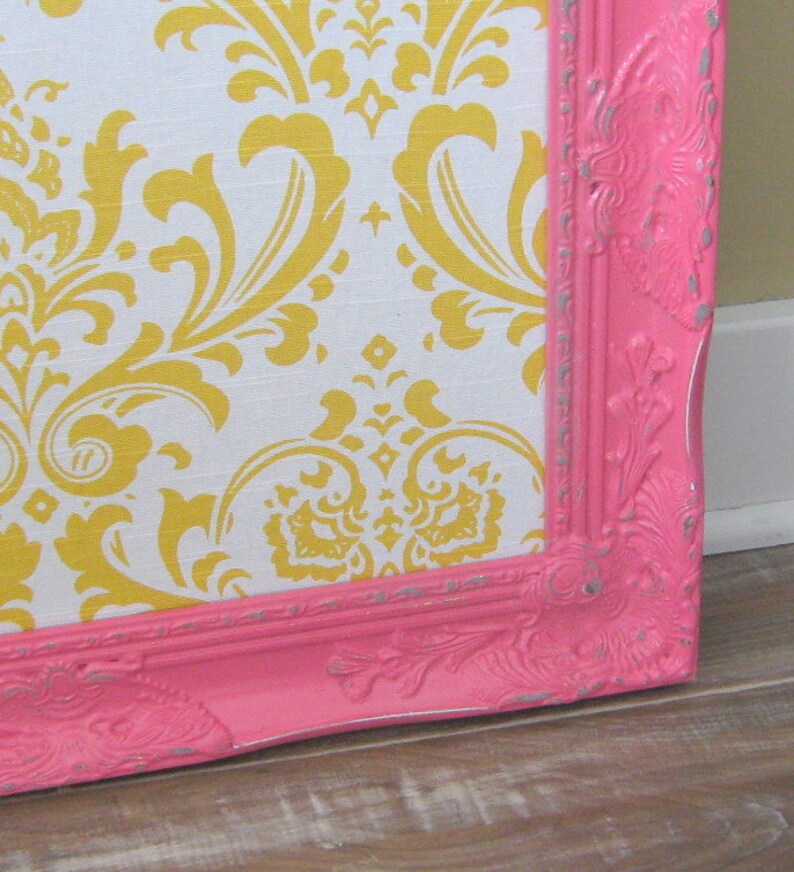 Ornate Framed Pink Bulletin Board Many Sizes Yellow Damask - Etsy