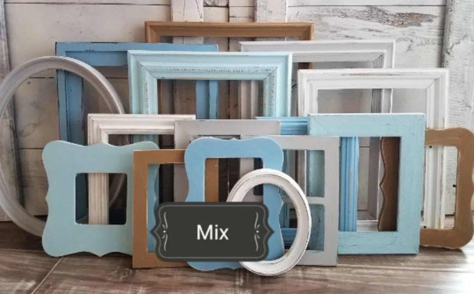 Gallery Wall Frame Set Blue Gray and White Shabby Frames - Etsy