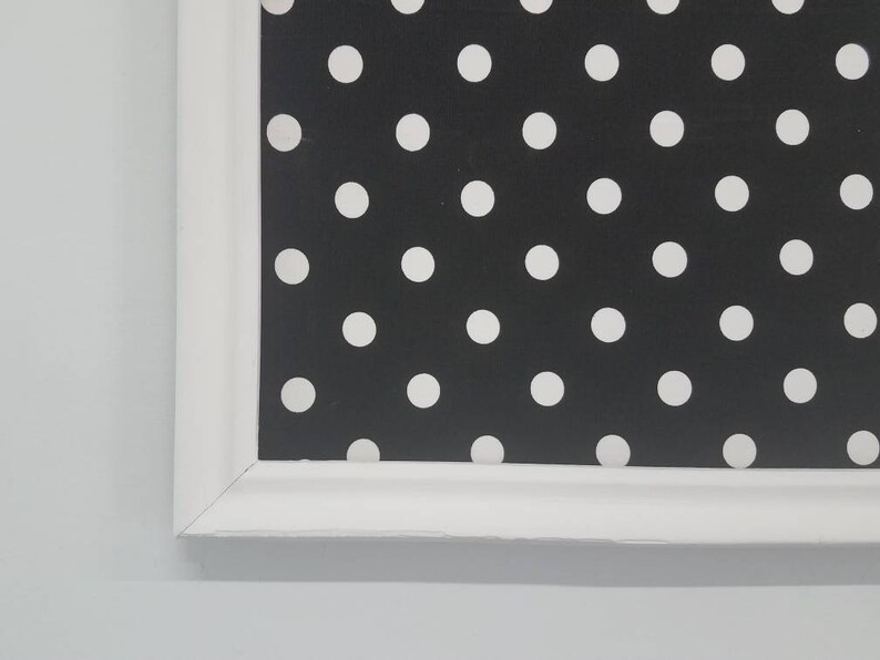 Modern Framed Black and White Polka Dot Bulletin Board | Etsy