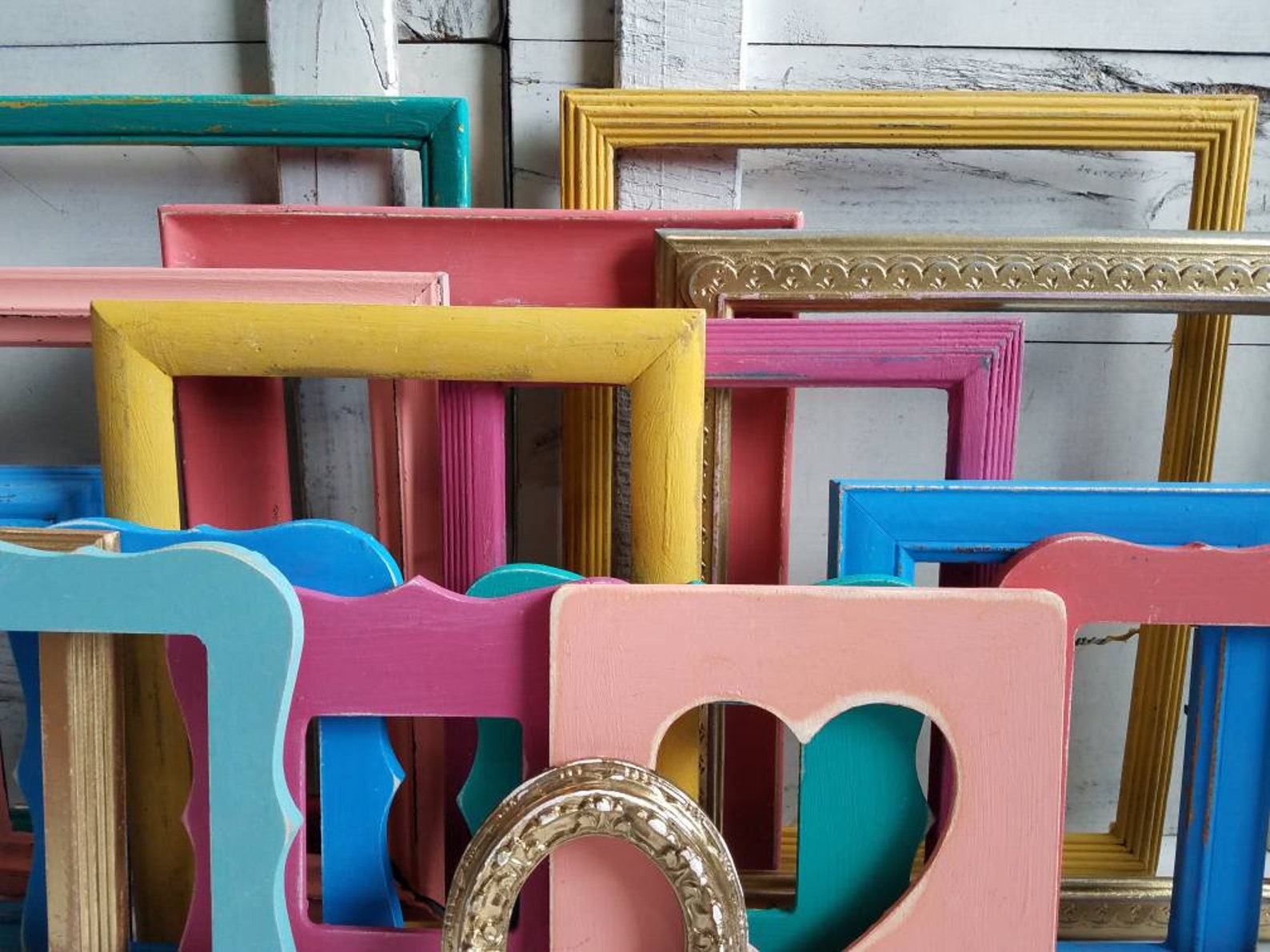 Assorted Bright and Tropical Vintage Looking Frames for a Gallery Wall ...