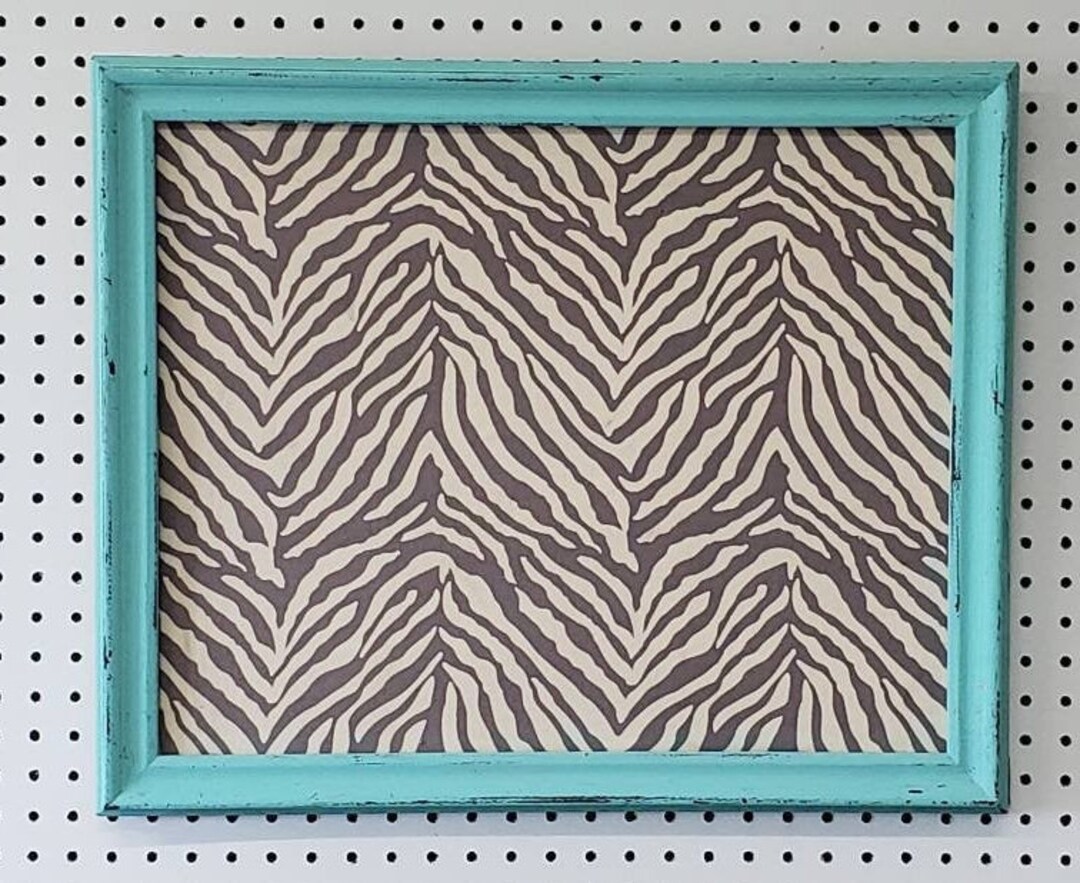 Playful Zebra Fabric Memo Board, Funky Turquoise Animal Print Pinboard ...