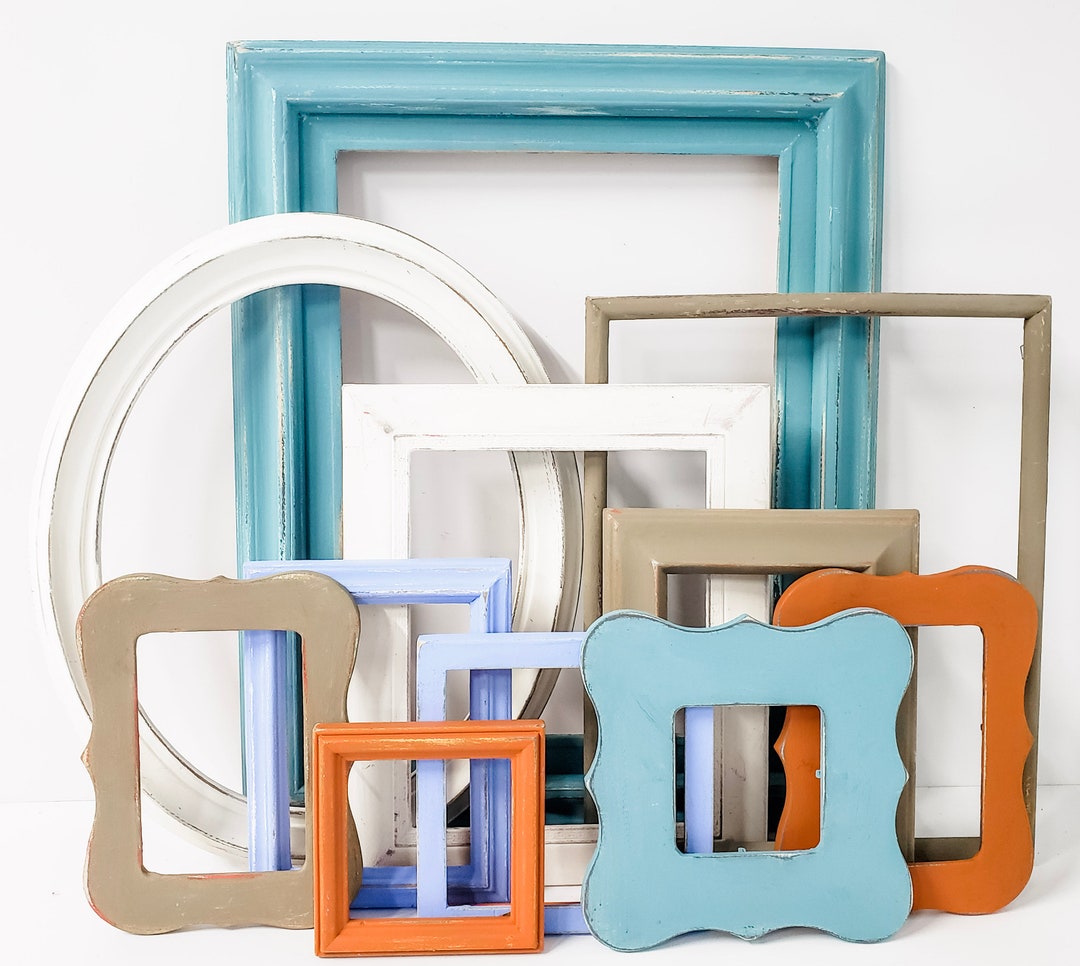 Artful Display of Mixed Picture Frames in a Modern, Rustic Color ...
